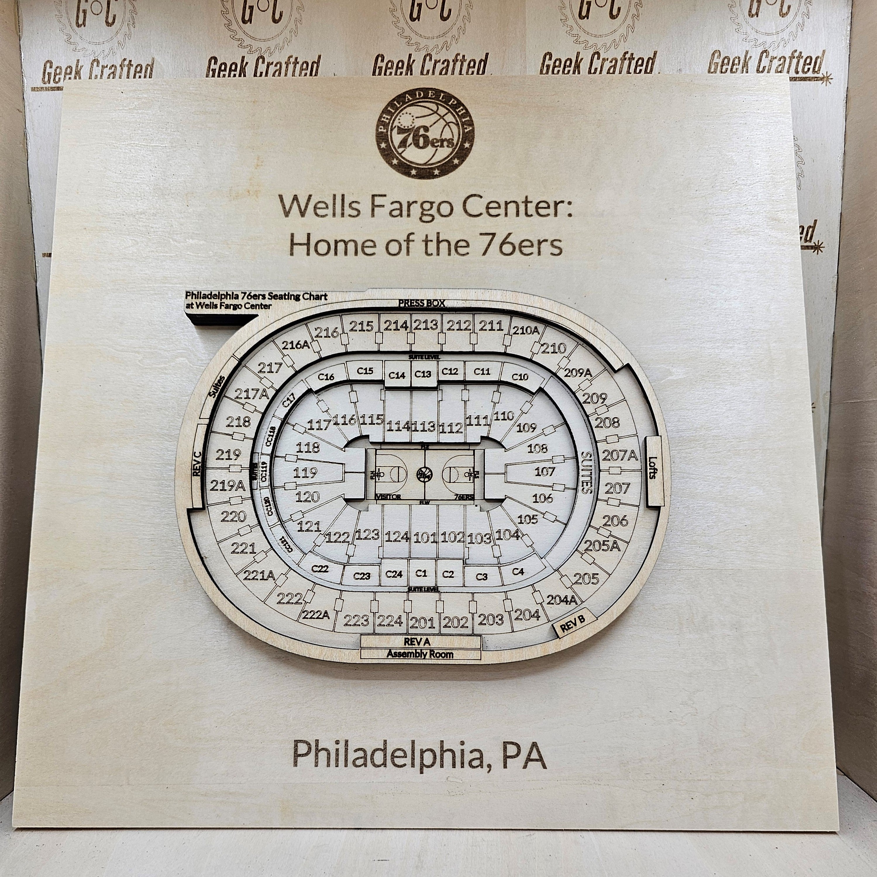 3D Wooden Wells Fargo Center Seating Chart (12"x12") -Philadelphia 76e ...